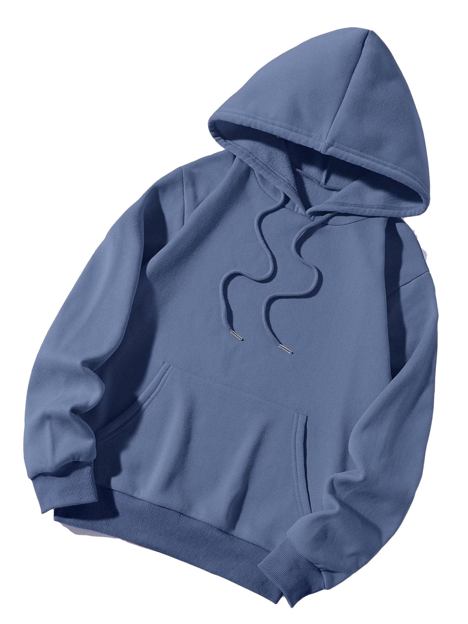 Casual Plain Pullovers Hooded Navy Blue Plus Size Sweatshirts - Walmart.com