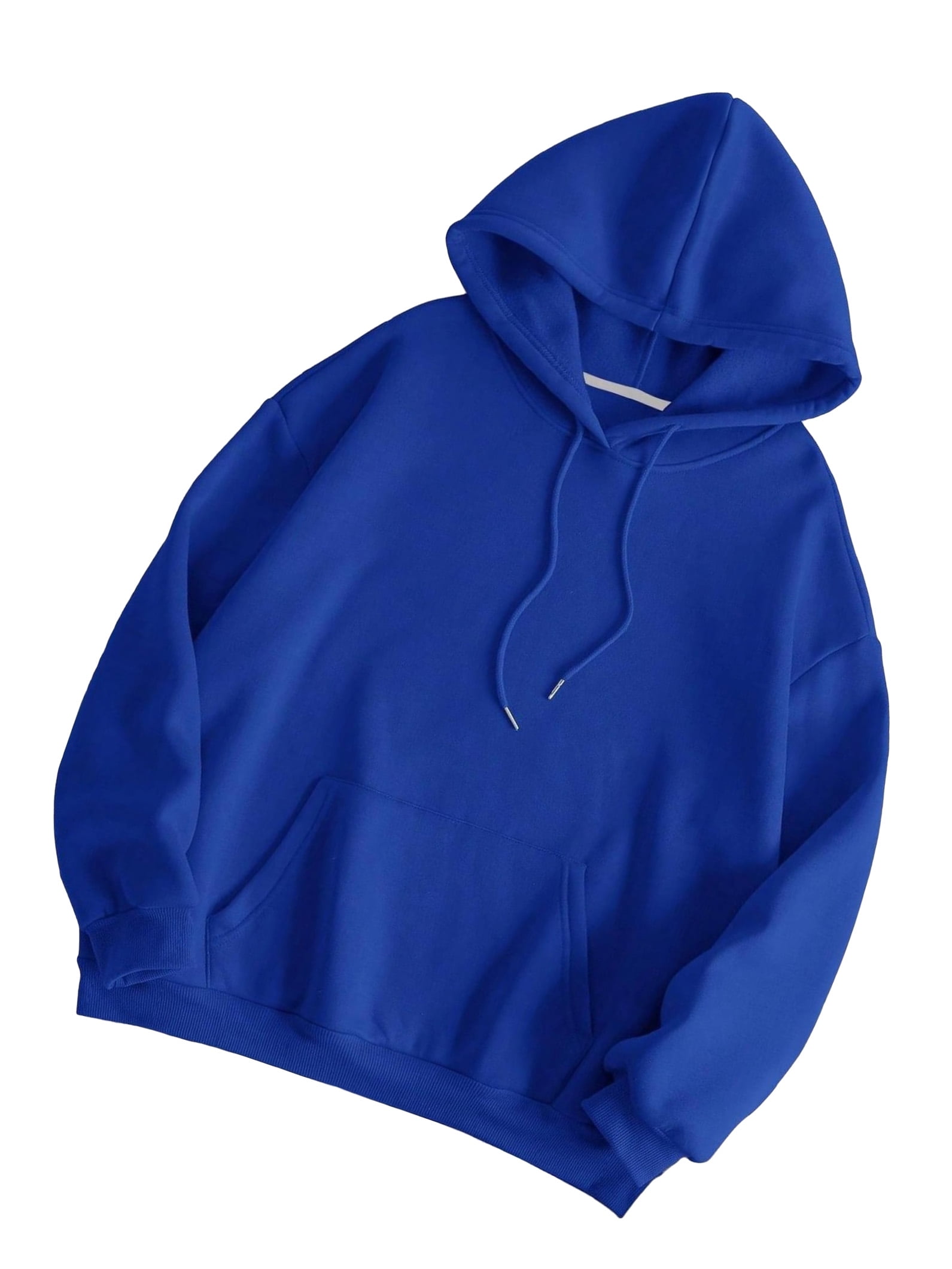 Casual Plain Pullovers Hooded Royal Blue Plus Size Thermal Lined ...