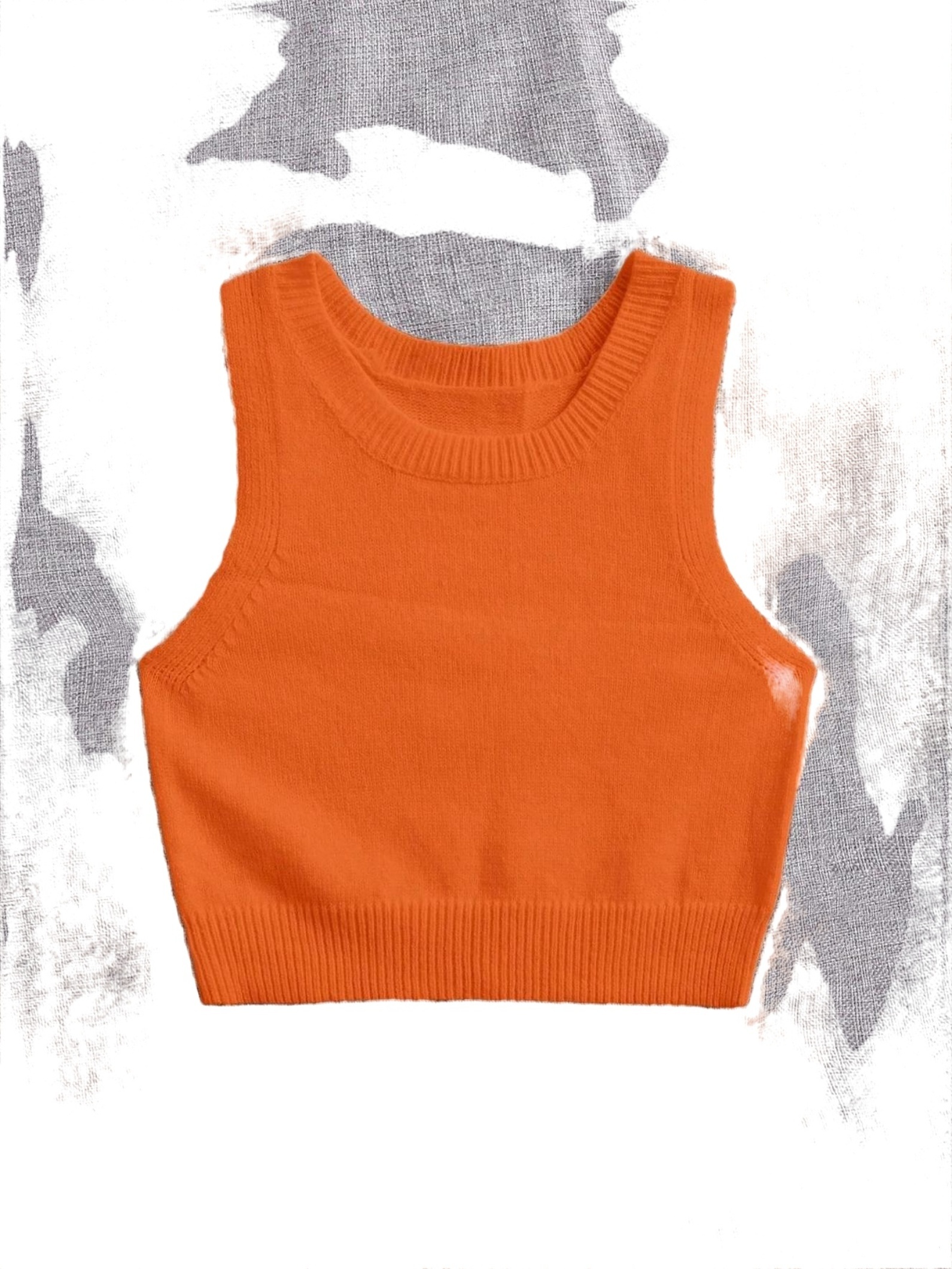 Casual Plain Round Neck Orange Women Sweater Vests (Women's) - Walmart.com