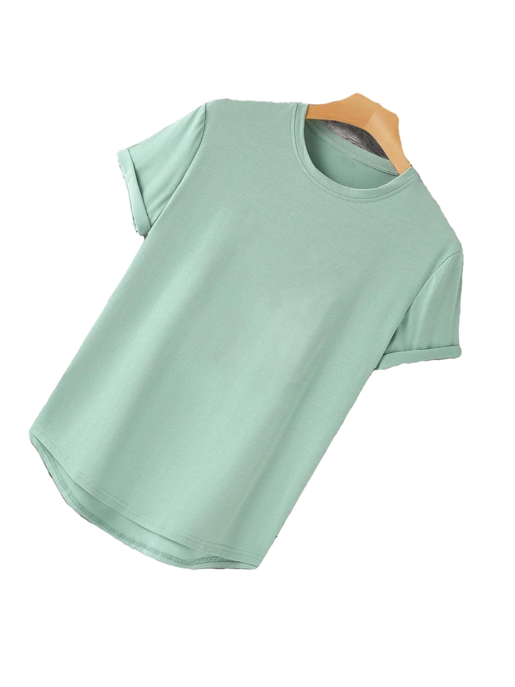 Casual Plain Round Neck Short Sleeve Mint Green Men T-Shirts & Tanks ...