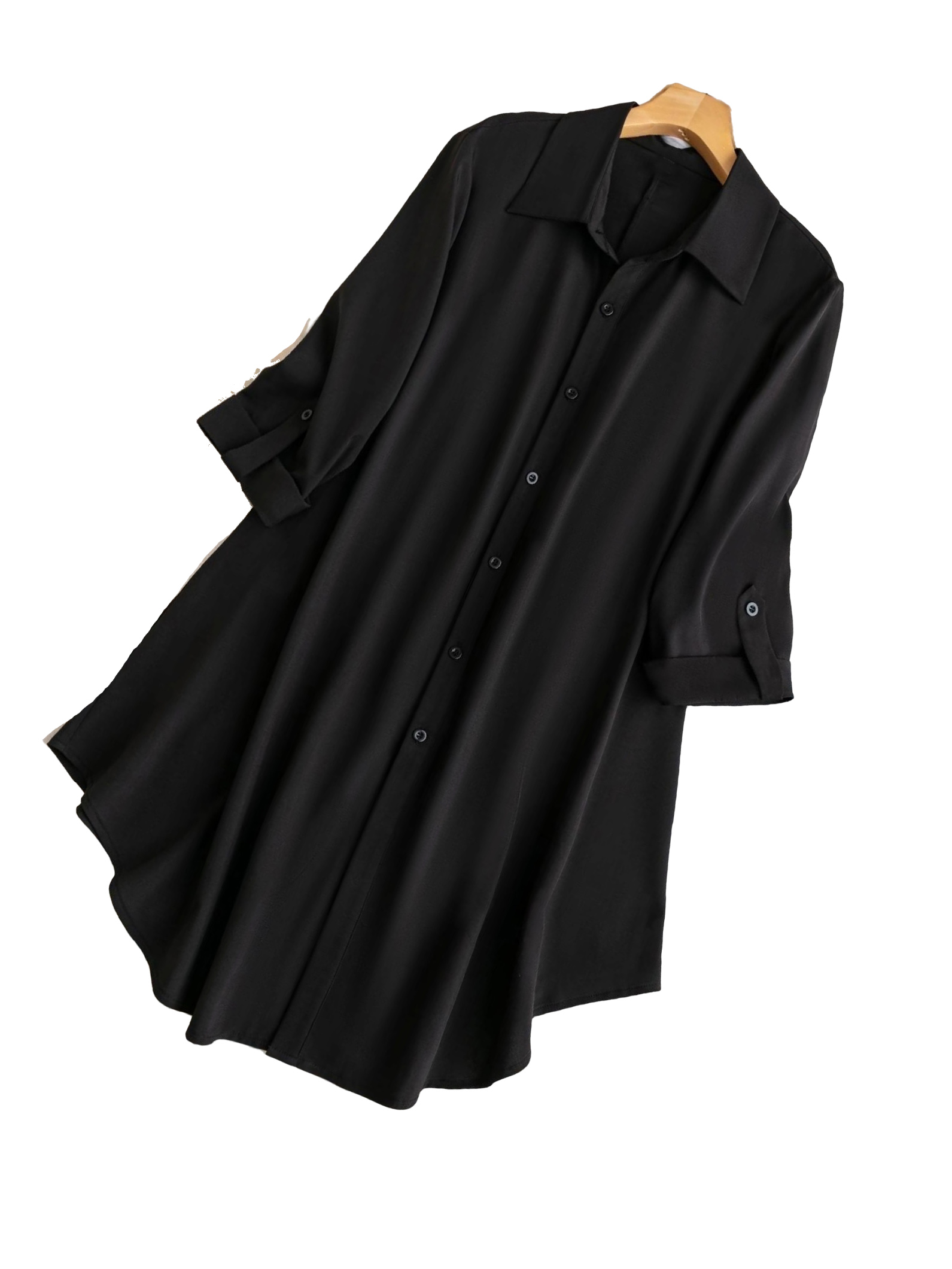 Casual Plain Shirt Dress Black Plus Size Dresses - Walmart.com