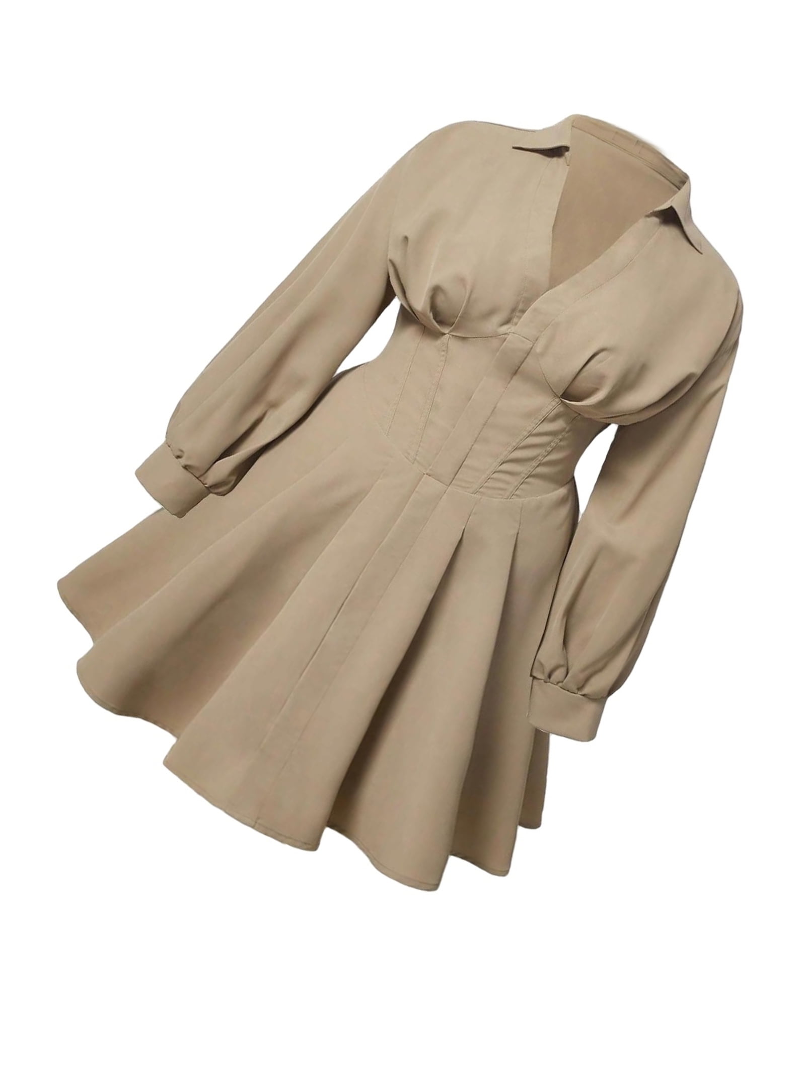 Casual Plain Shirt Dress Khaki Plus Size Dresses - Walmart.com