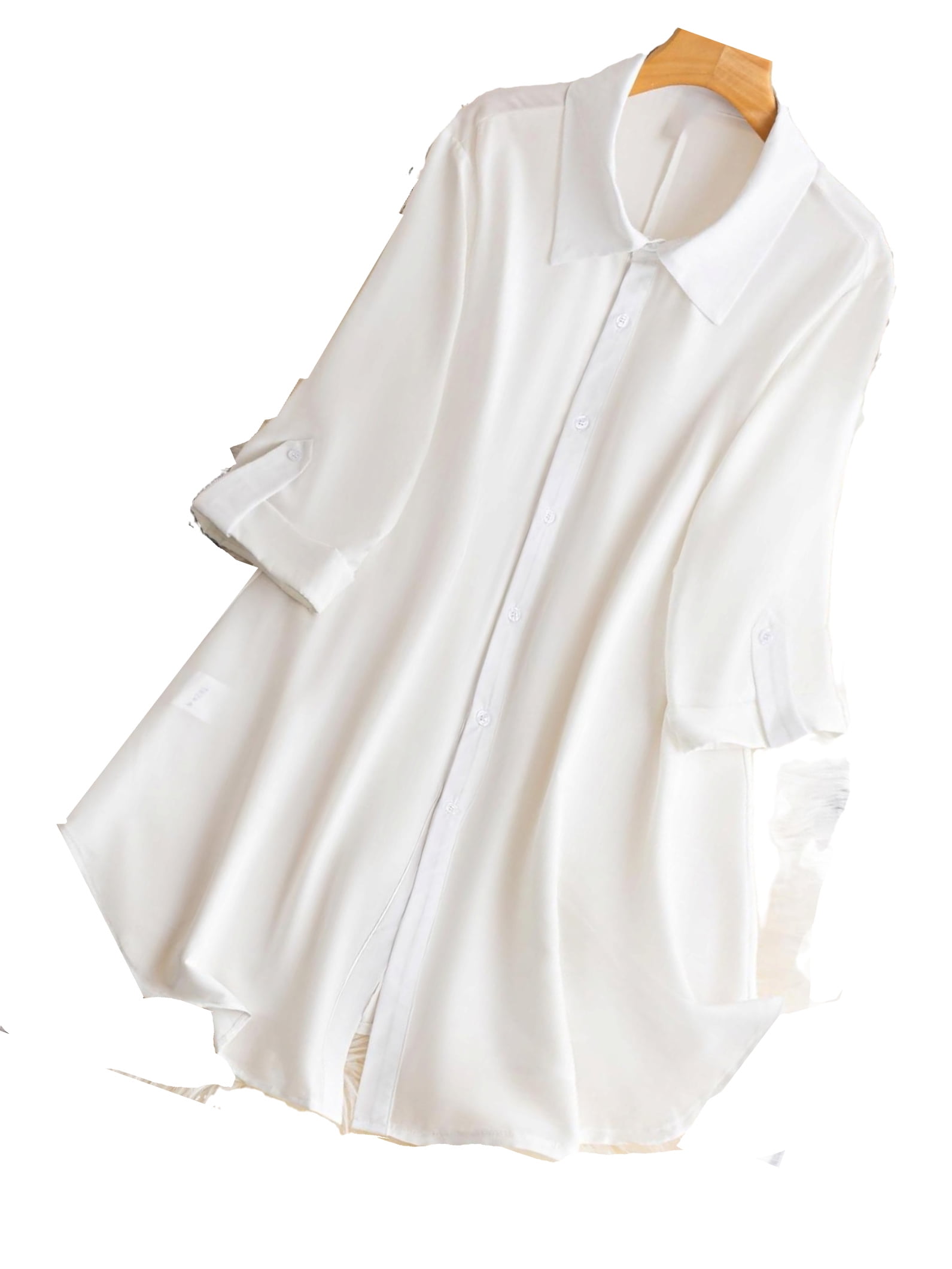 Casual Plain Shirt Dress White Plus Size Dresses - Walmart.com