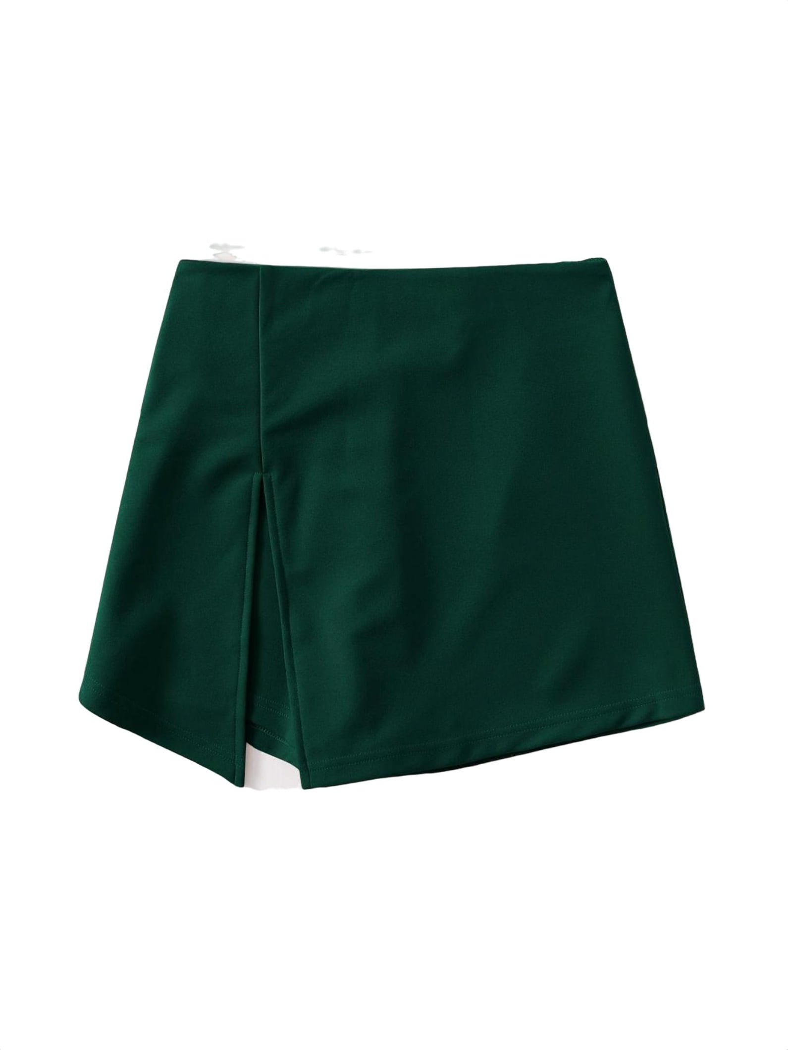 Casual Plain Skort Dark Green Plus Size Shorts - Walmart.com
