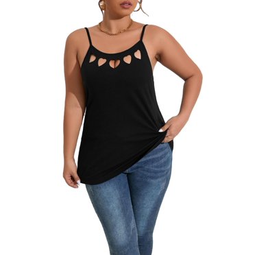 eVogues Plus Size Wide Scoop Neck Open Back Top Black - Walmart.com