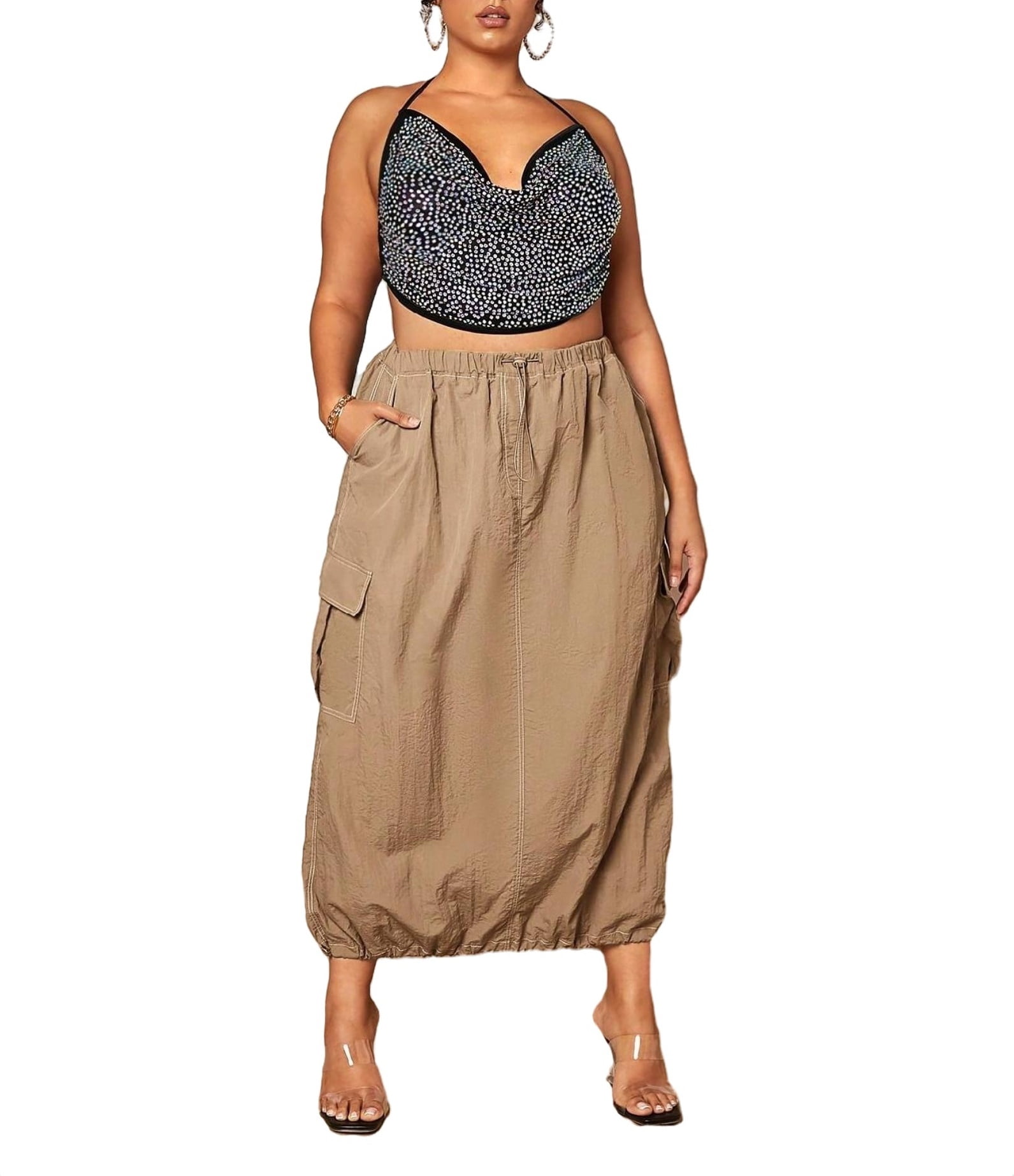 Casual Plain Straight Camel Plus Size Skirts - Walmart.com