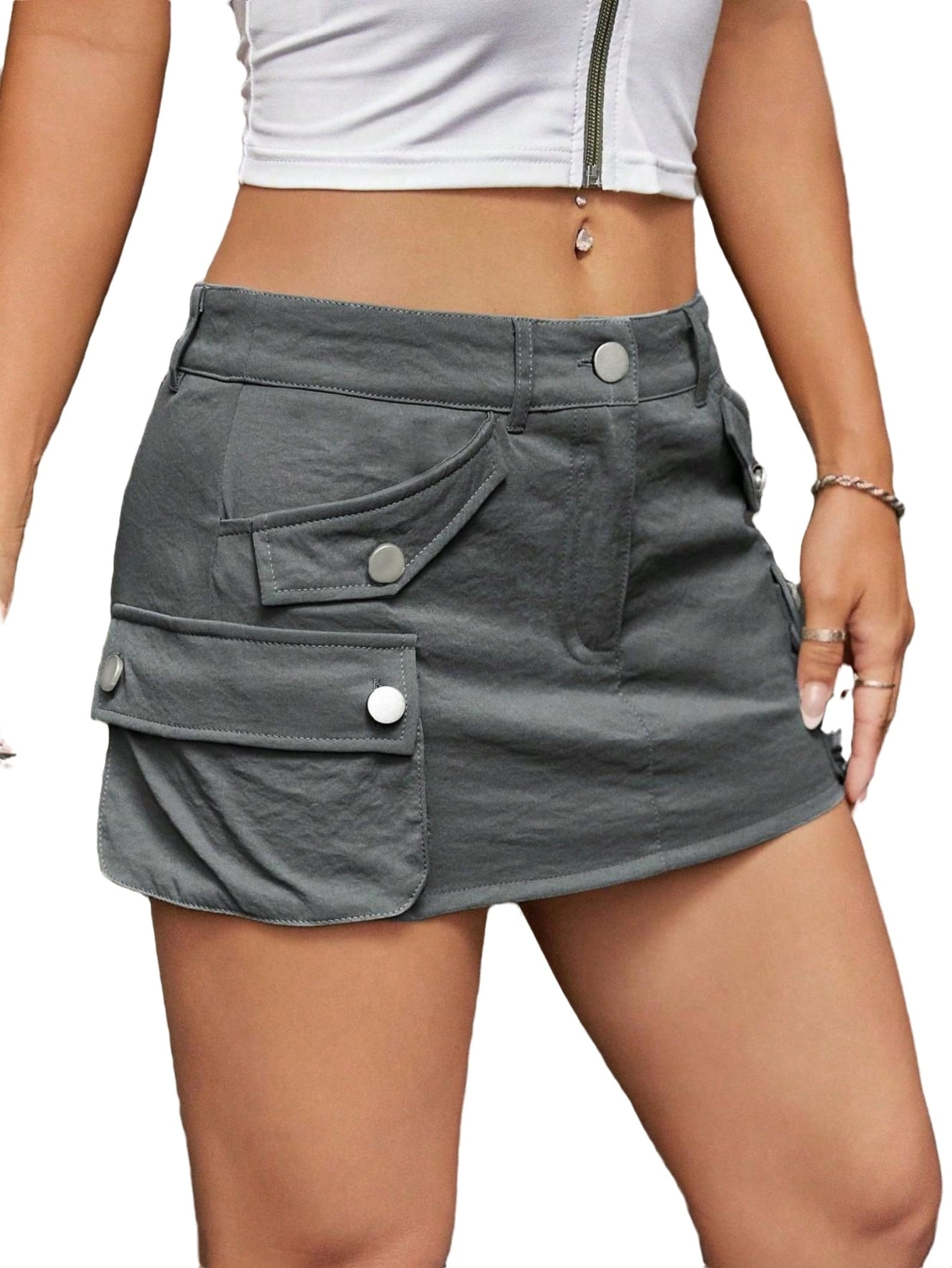 Casual Plain Straight Skirts Dark Grey Women Skirts - Walmart.com