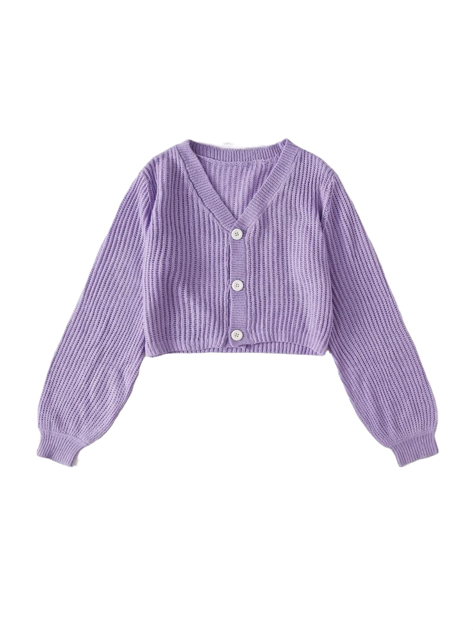 Casual Plain V neck Long Sleeve Lilac Purple Women Cardigans (Women's ...