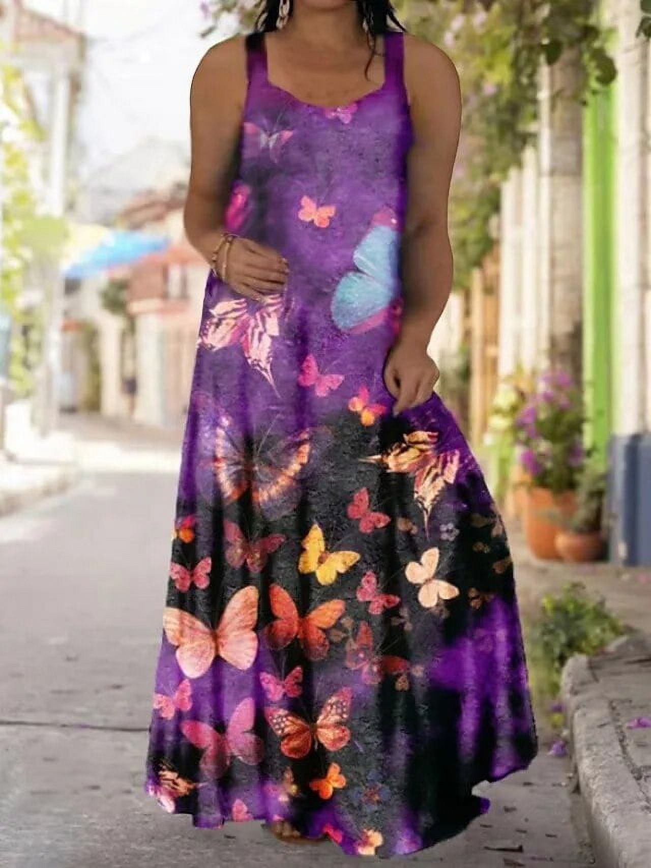 Casual Plus Size Long Maxi Dress Women Sleeveless Loose Beach Sun