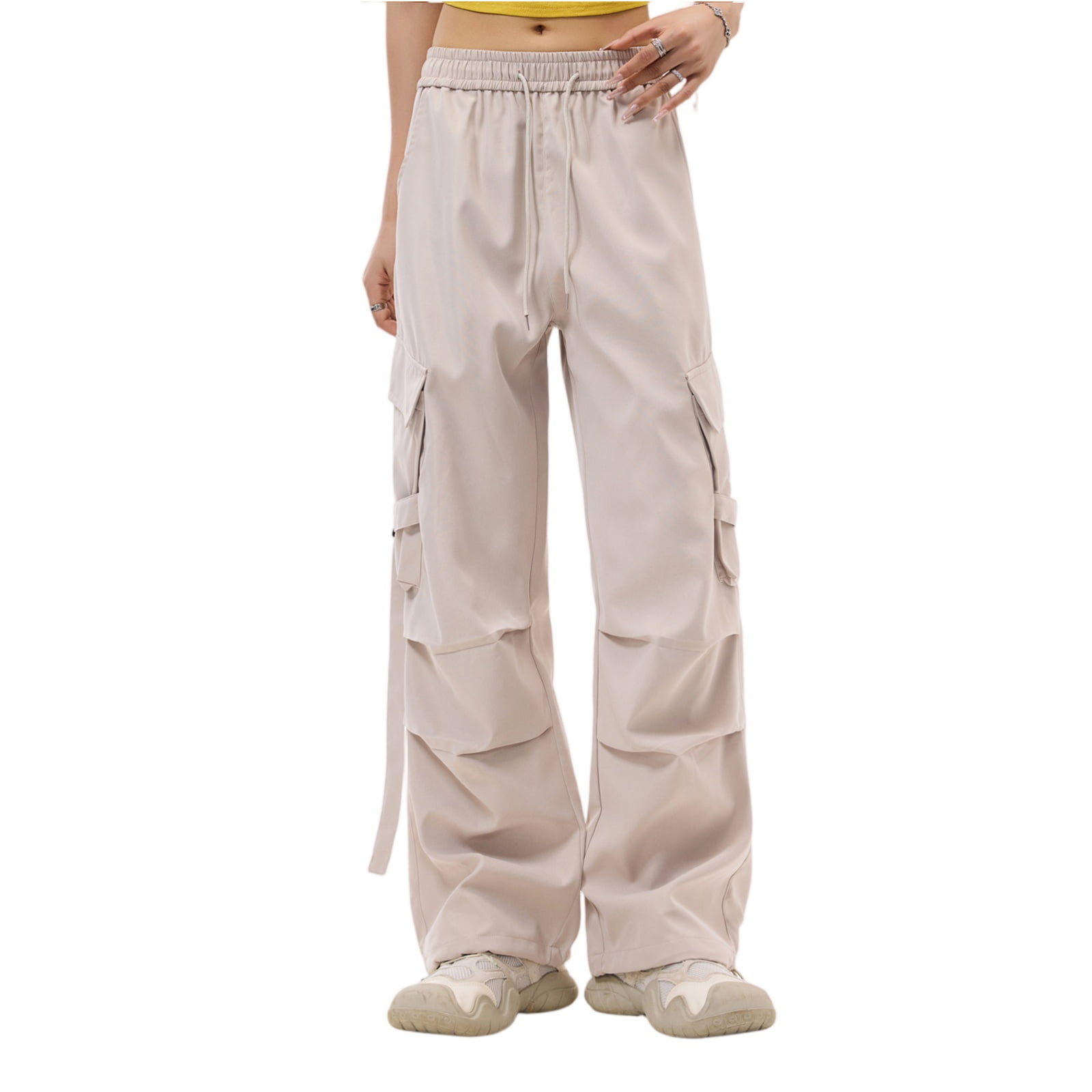 Casual Pocket Cargo Pants for Women High Street Drawstring Workwear ...