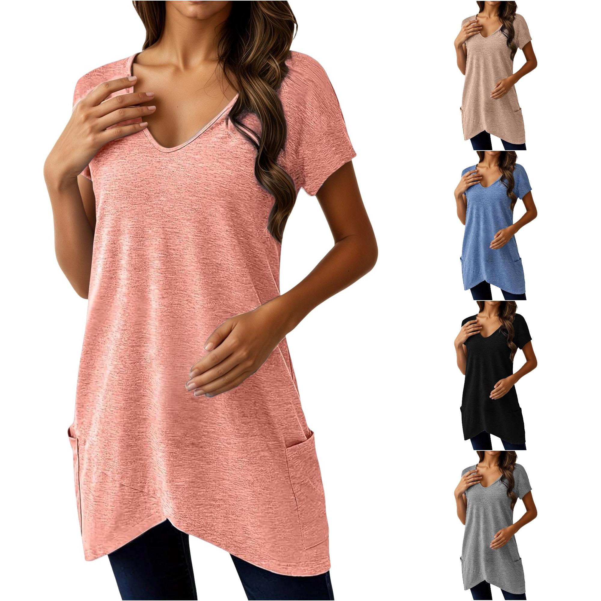 Casual Pocket T Shirt for Everyday Wear Women’s Basic Top with Front ...
