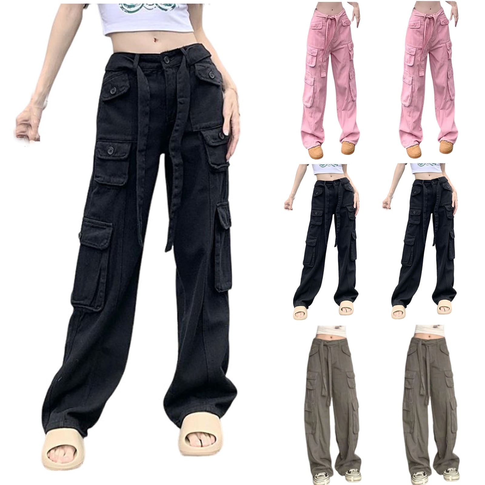 Casual Pocket Work Pants Loose Fit Trousers with Deep Side Pockets ...
