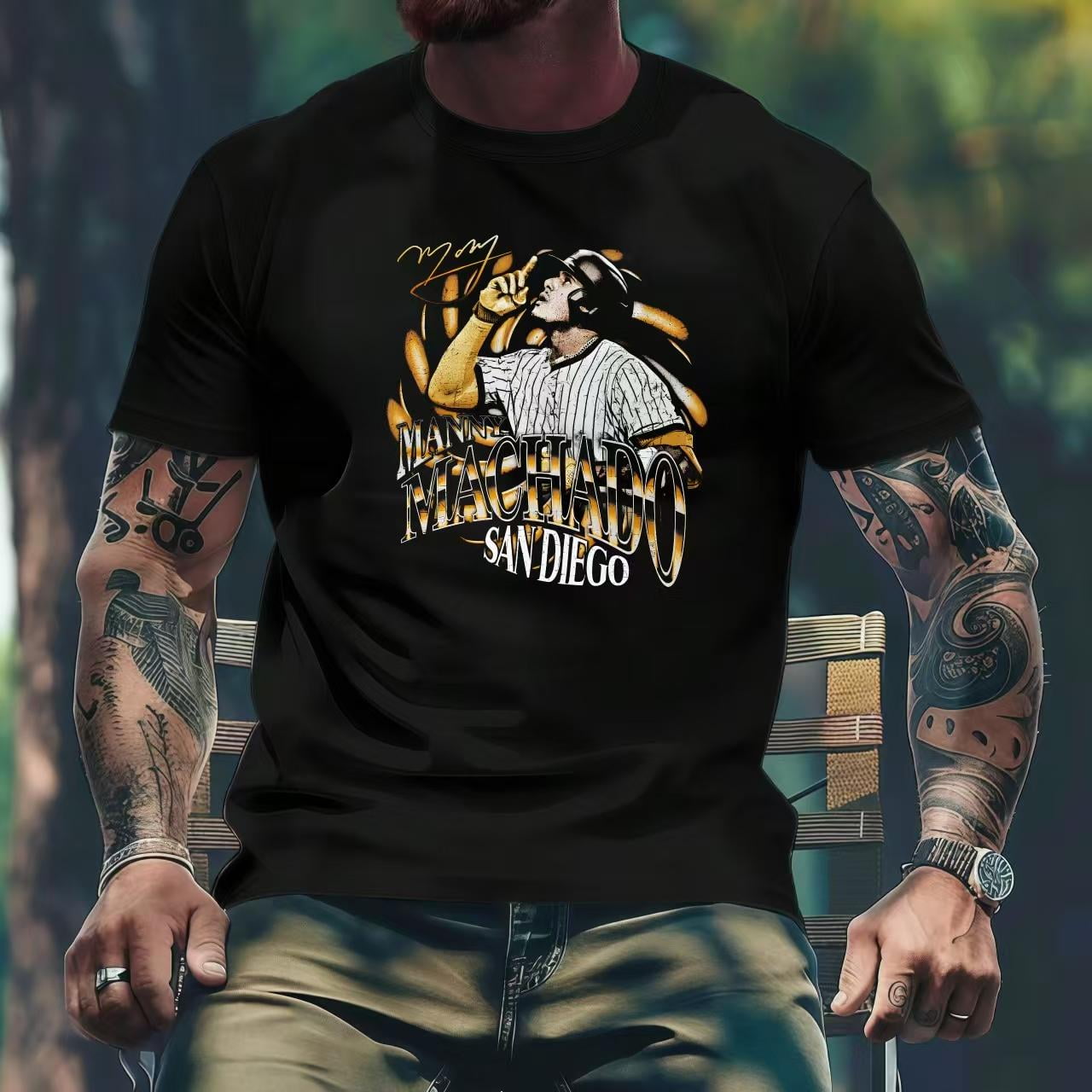 Casual Print Graphic Tee,Baseball - Themed T - Shirt: Manny Machado ...