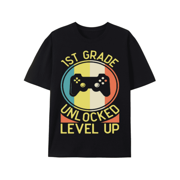 Casual Printed T-Shirt T-Shirt First Grade Gamer: Unlocked Level Up T ...