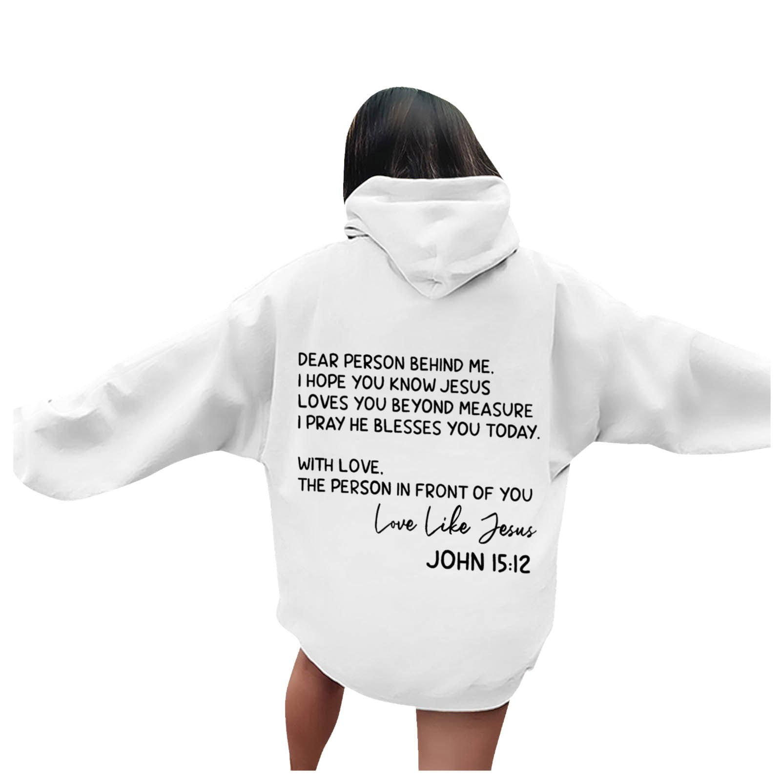 Casual Pullover Hoodie for Women - Front and Back Letter Print Hoodie ...