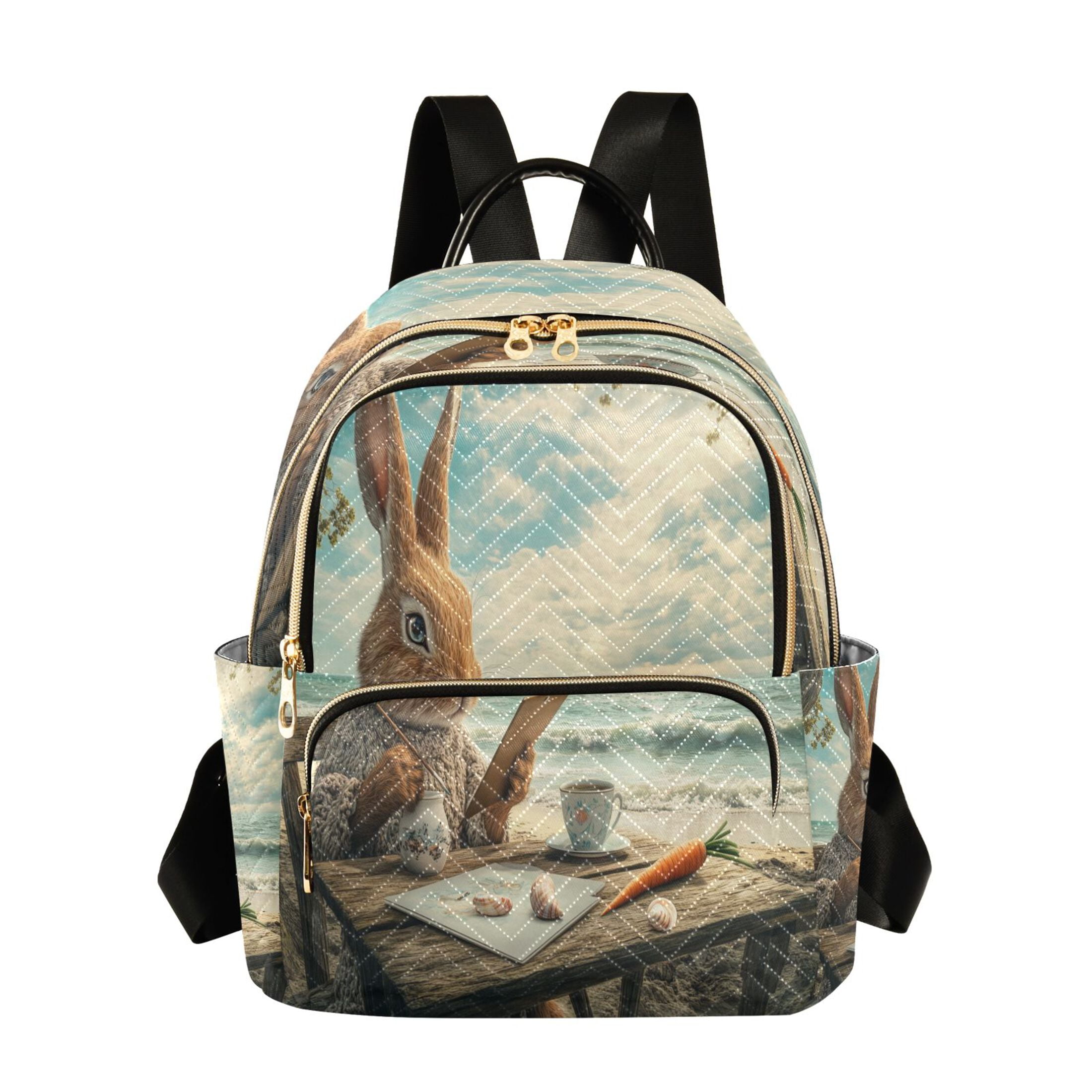 Casual Rabbit Painting by The Sea Backpack for School,College and ...