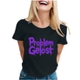 Casual Round Neck Short Sleeve Letter Print Tee Shirts for Women Summer ...