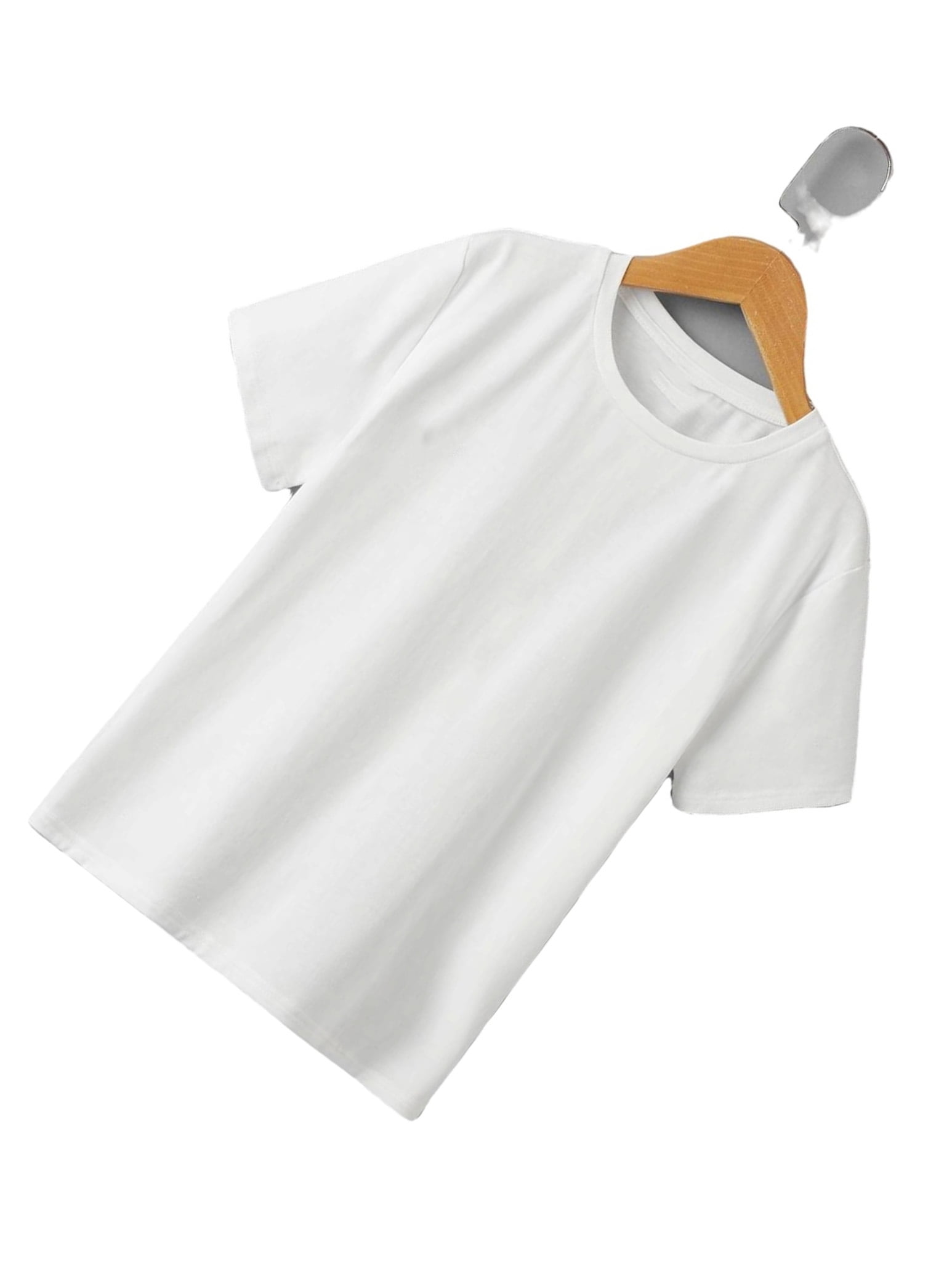 Casual Round Neck Short Sleeve White Tween Boys T-Shirts (Boy's ...