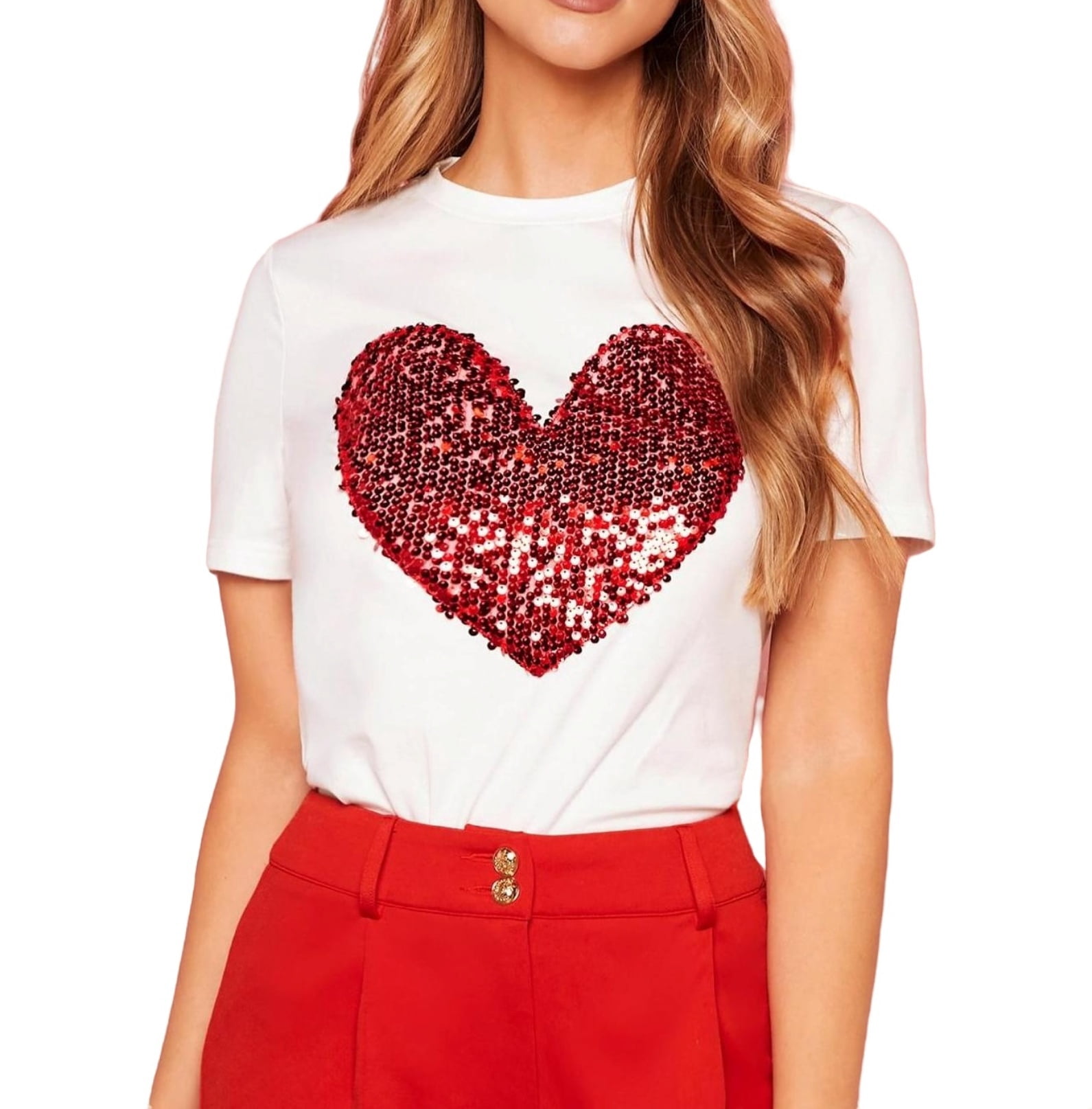Casual Round Neck Short Sleeve White Women T-Shirts (Women's) - Walmart.com