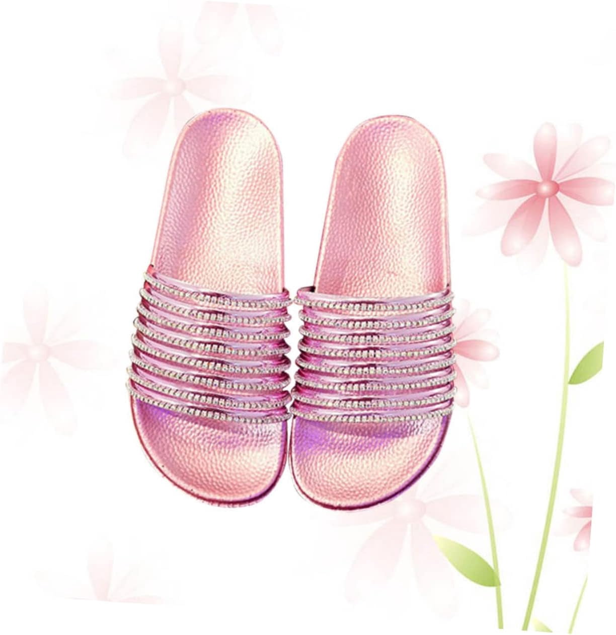Casual Sandals Glitter Sandals Glitter Slippers Stripe Bling Slippers ...