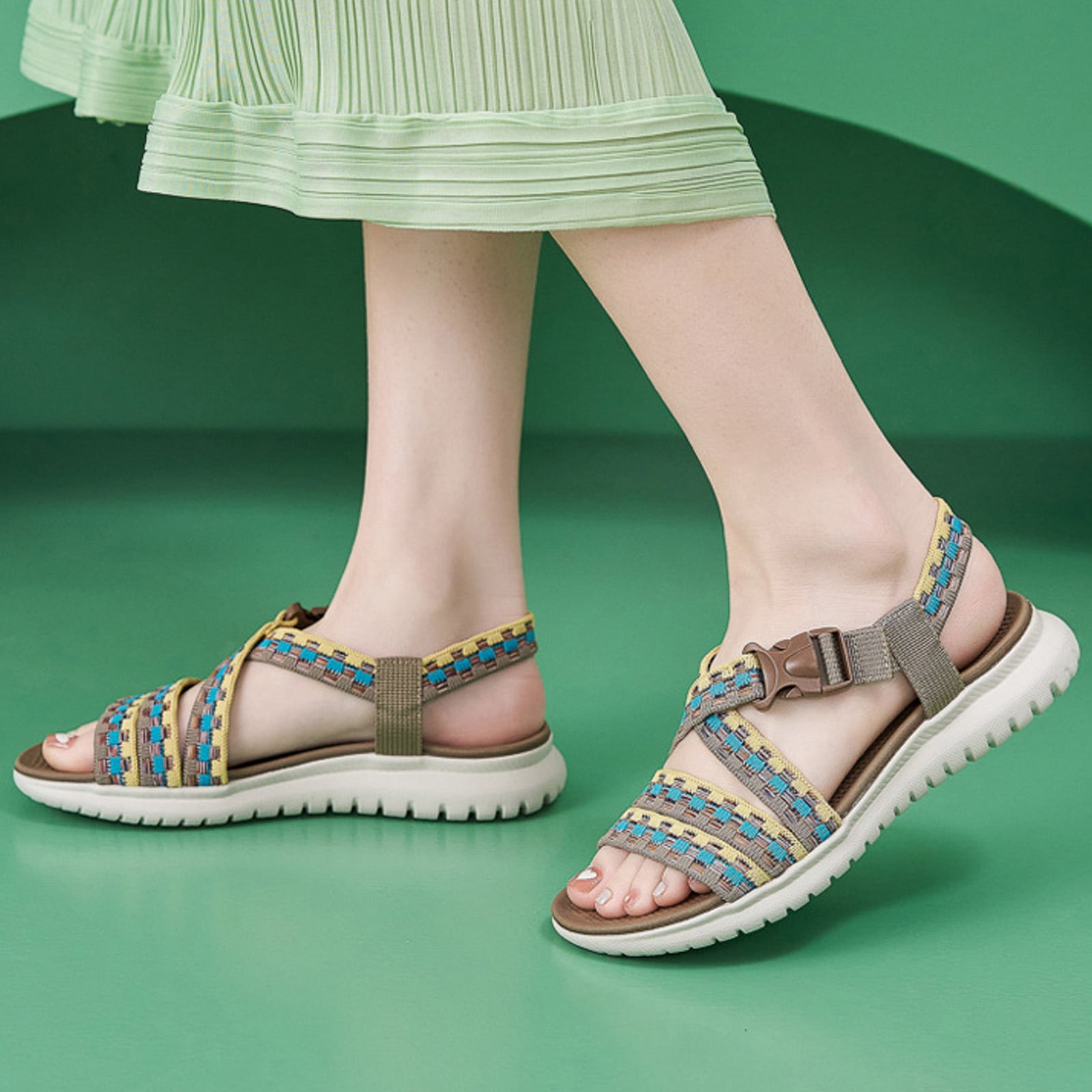 Casual Sandals Women's Ethnic Sports Comfortable Fly Woven Oversized ...
