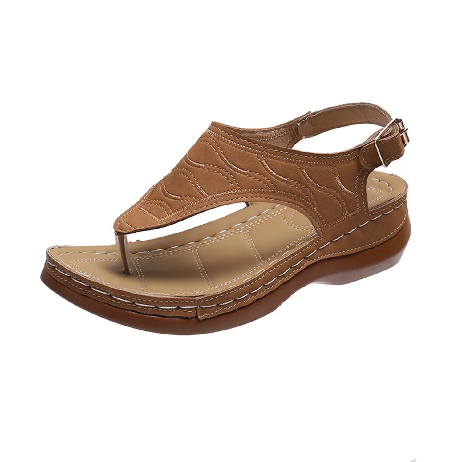 Casual Sandals Women's Wedge Heel Solid Color Flip Flop Sandals ...