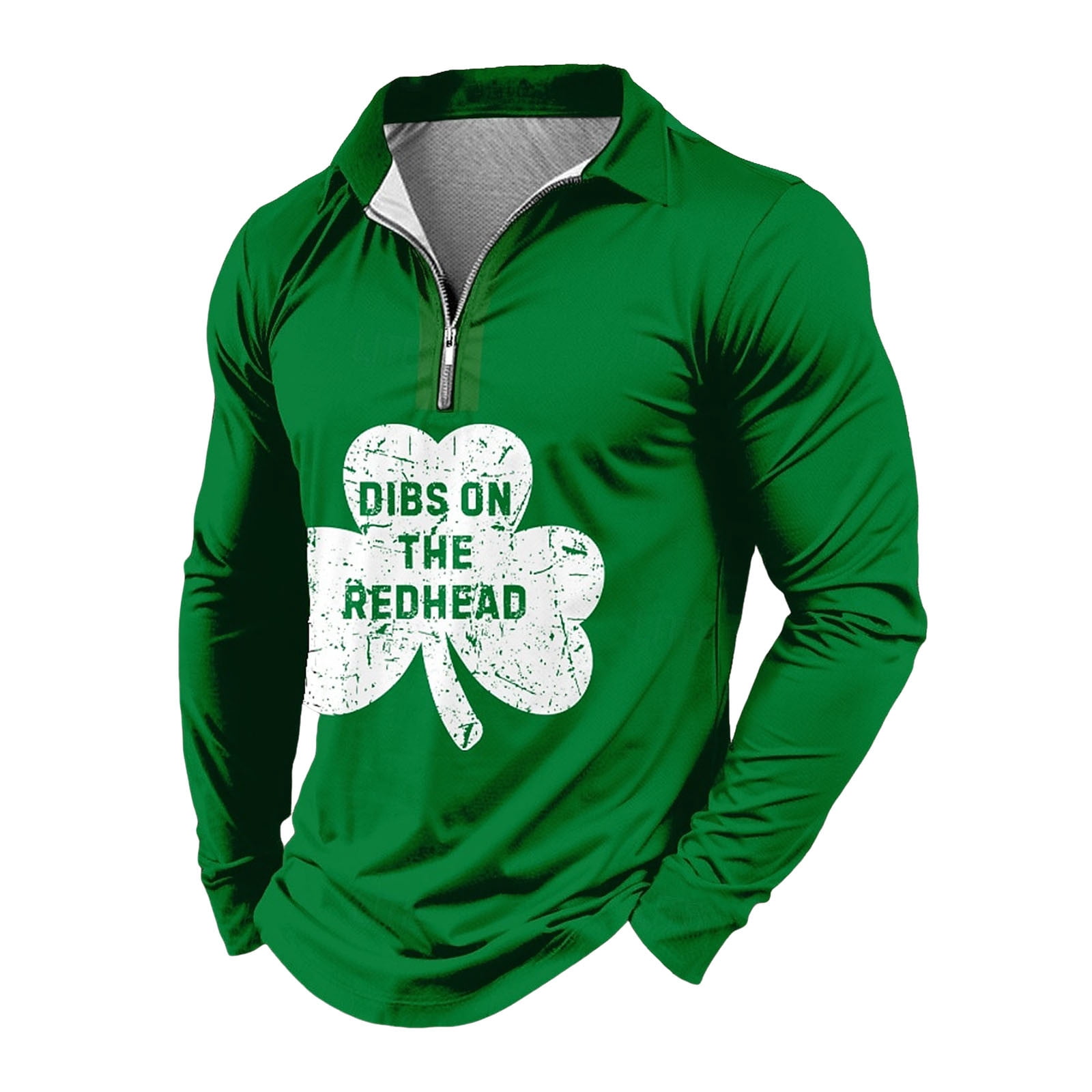 Casual Shirt for Men St. Patrick'S Day Zipper Collar Long Sleeve ...