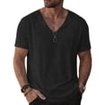 Casual Shirt for Men V-Neck Lapel Short Sleeve Solid Color Summer ...