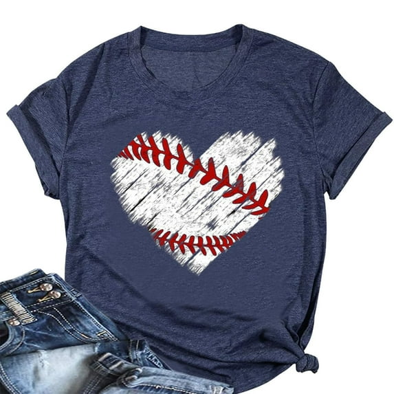 Casual Shirt for Women Printed Round Neck Short Sleeve Valentines Day ...