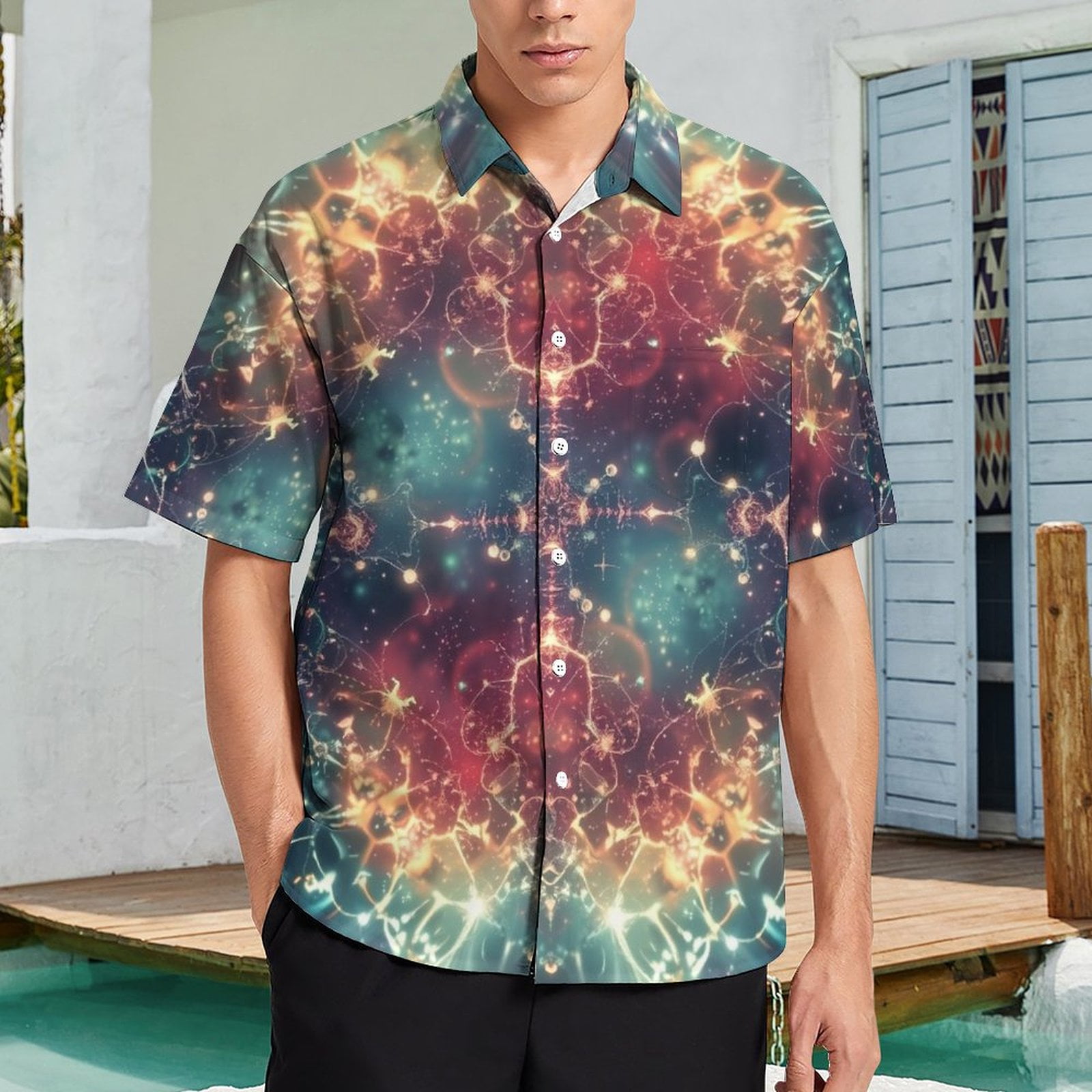 Casual Shirts Floral Serotonin And Dopamine Moleculs Pattern Beach Shirt Hawaiian Stylish ...