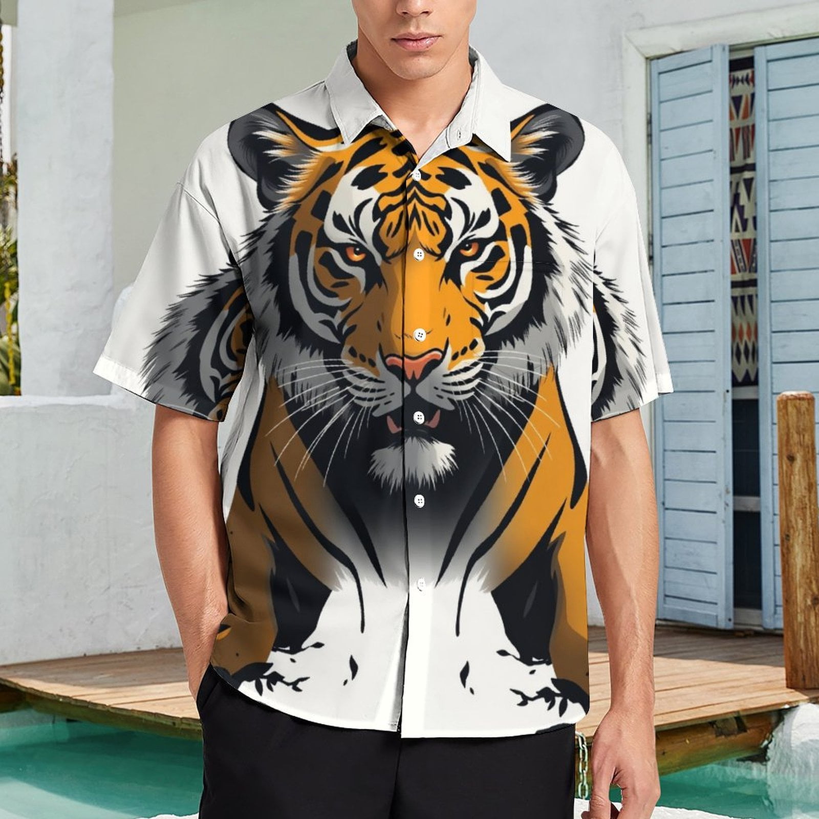 Casual Shirts Powerful Tiger Fierce Stare Intense Beach Shirt Hawaiian ...