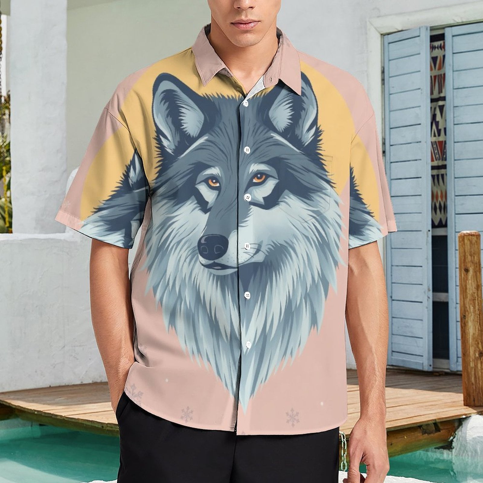 Casual Shirts Winter Wolf Portrait Beach Shirt Hawaiian Stylish Blouses ...