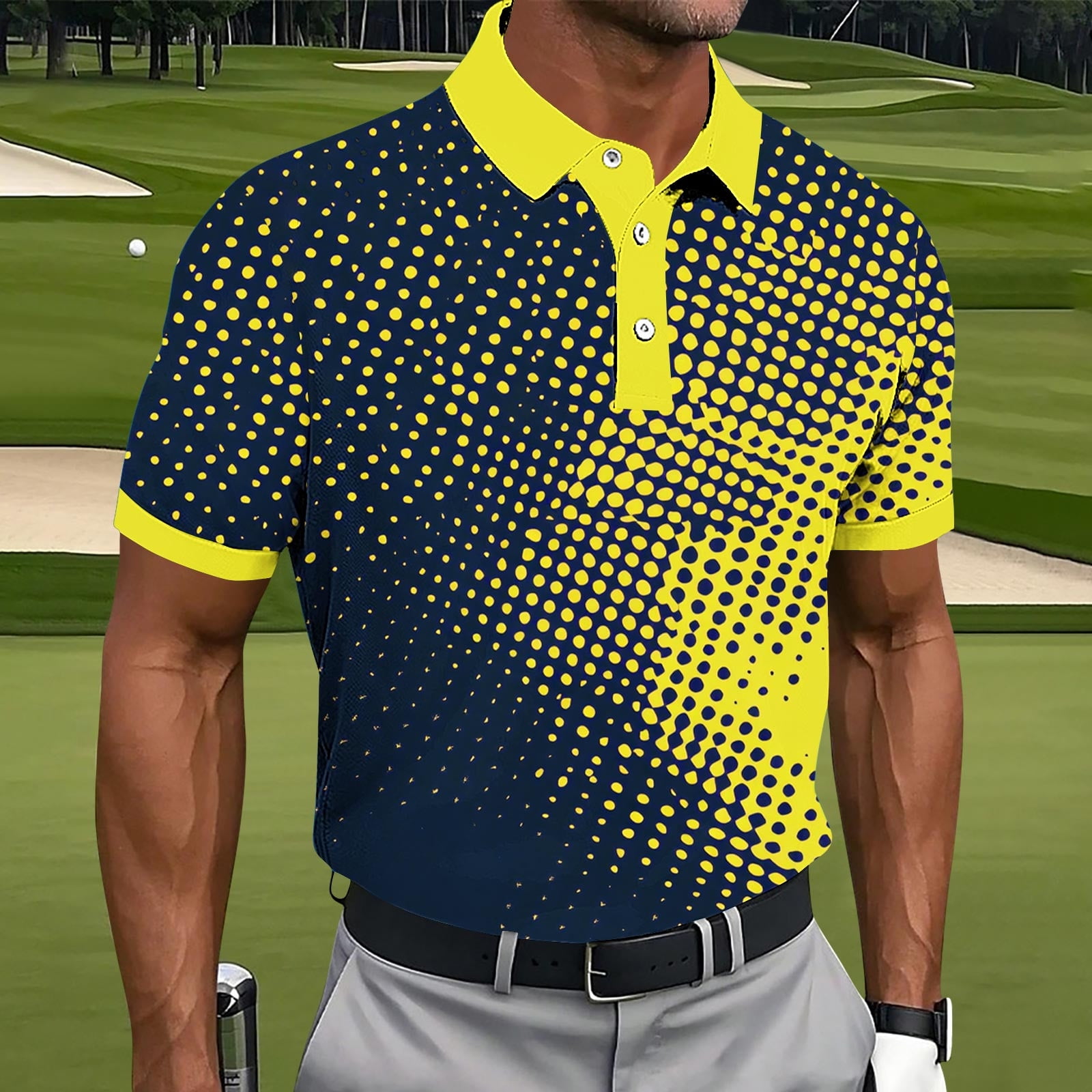 Casual Shirts for Men Men's Graphic Tees Geometry Printed Golf T-Shirt ...