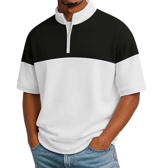Casual Shirts for Men,Mens Quarter Zip Waffle Shirts Oversized Stand ...