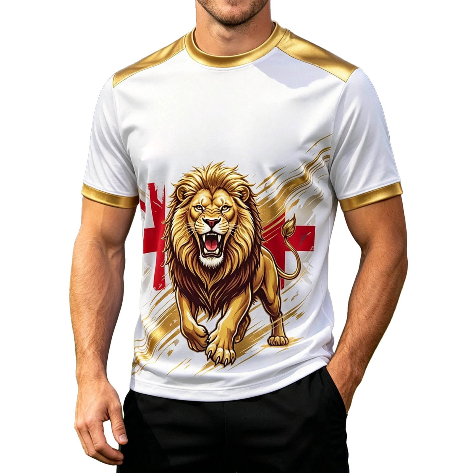 Casual Shirts for Mens England Team Graphic Print Round Neck Short ...
