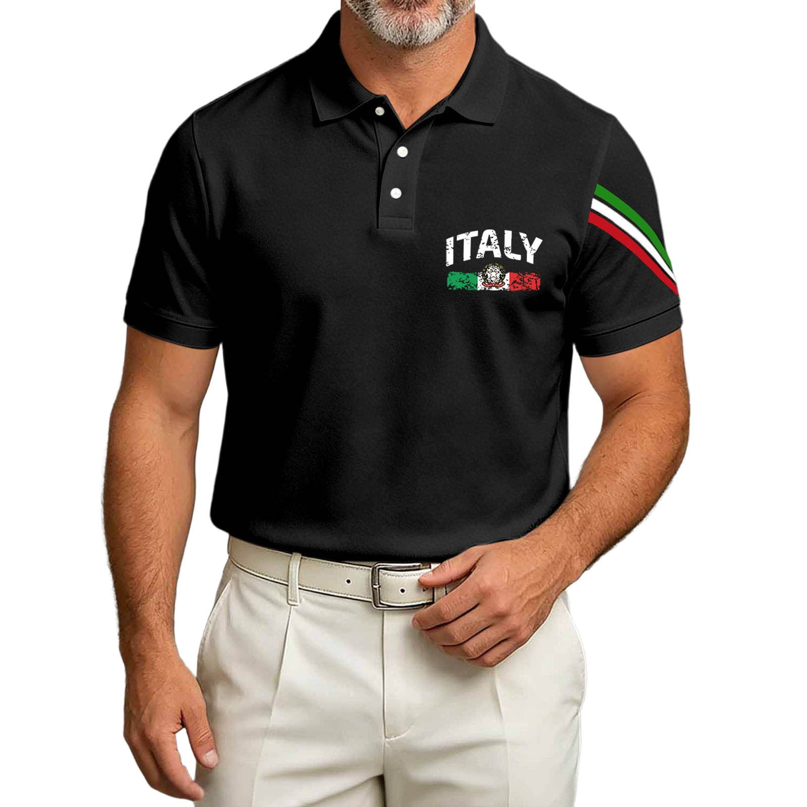 Casual Shirts for Mens Italian National Day Theme Print Classic Logo ...
