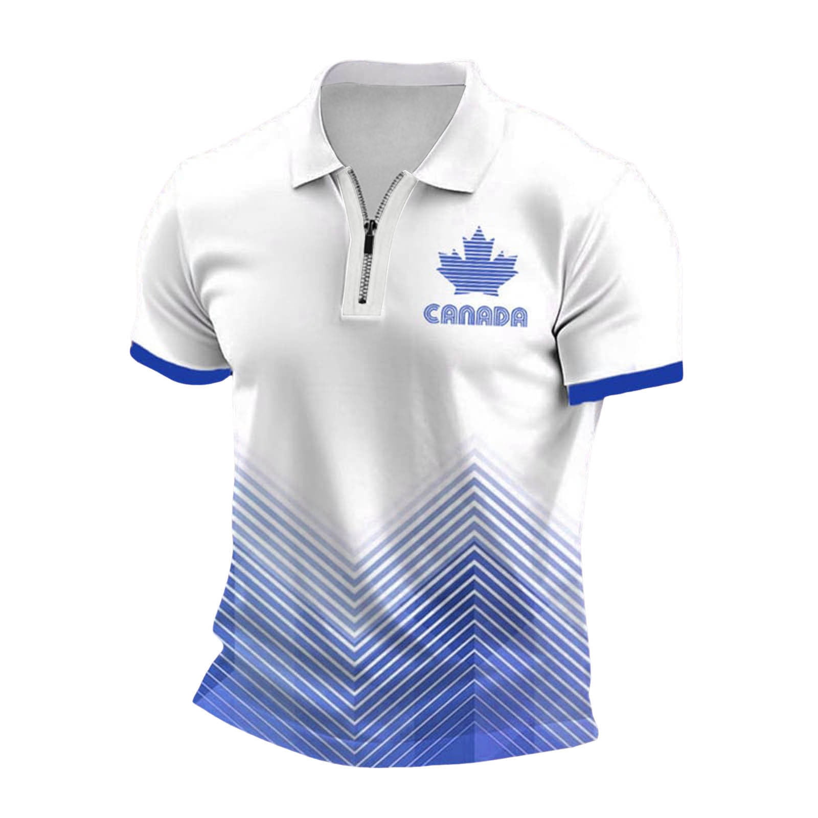 Casual Shirts for Mens Short Sleeve Canadian Print Collar Half Zip ...