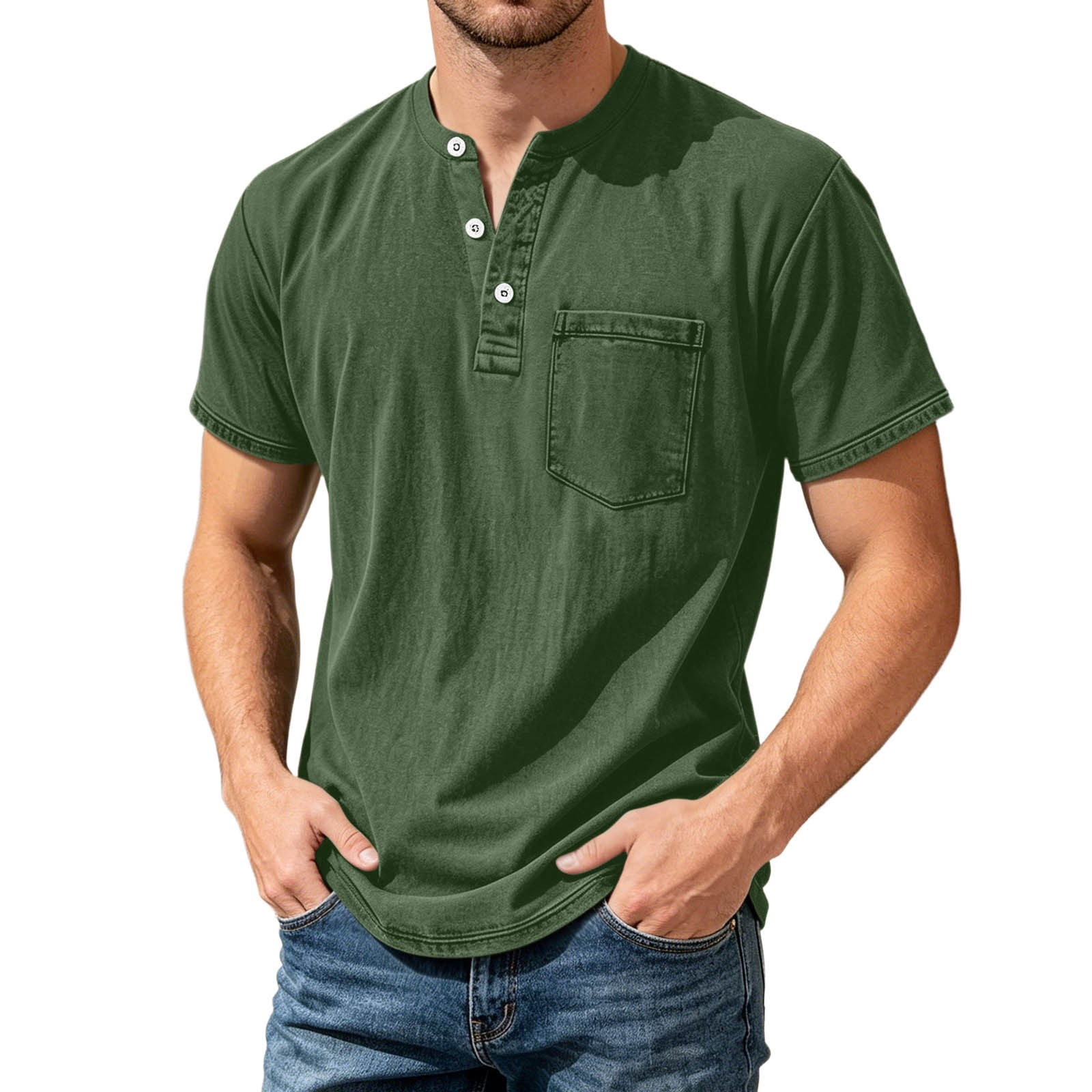 Casual Shirts for Mens Short Sleeve Solid Crew Neck Fashion Tnak Top ...