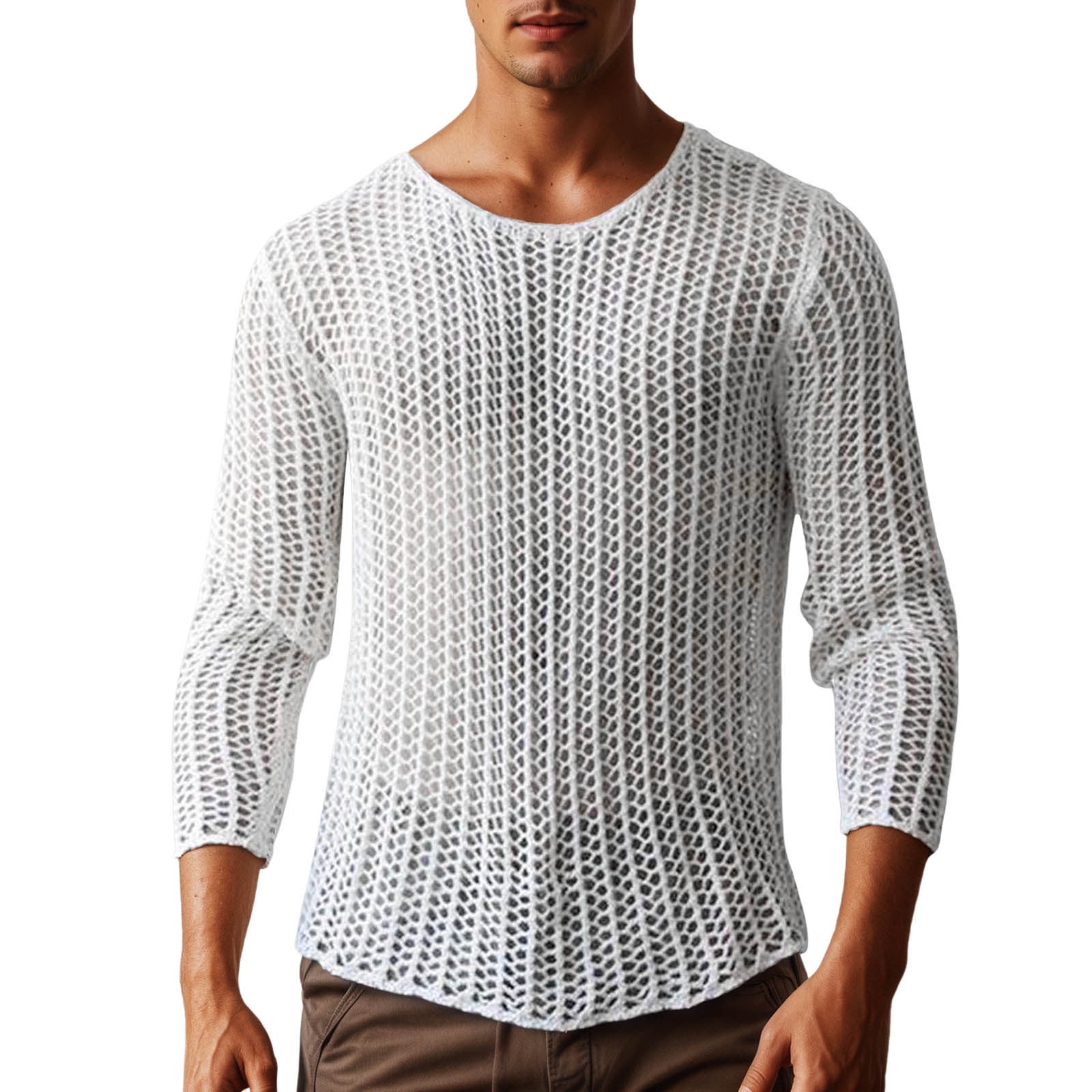 Casual Shirts for Mens Slim Fit Long Sleeve Hollow Out Home Outing ...
