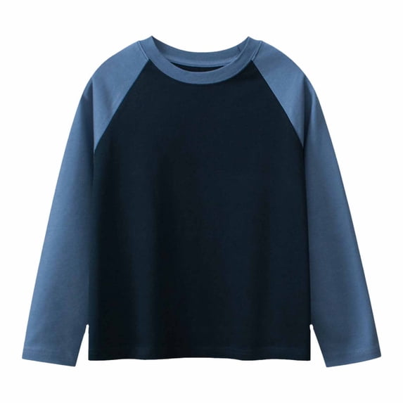 Casual Shirts for Tween Boys Long Sleeve Round Neck Sleeved Solid Color ...
