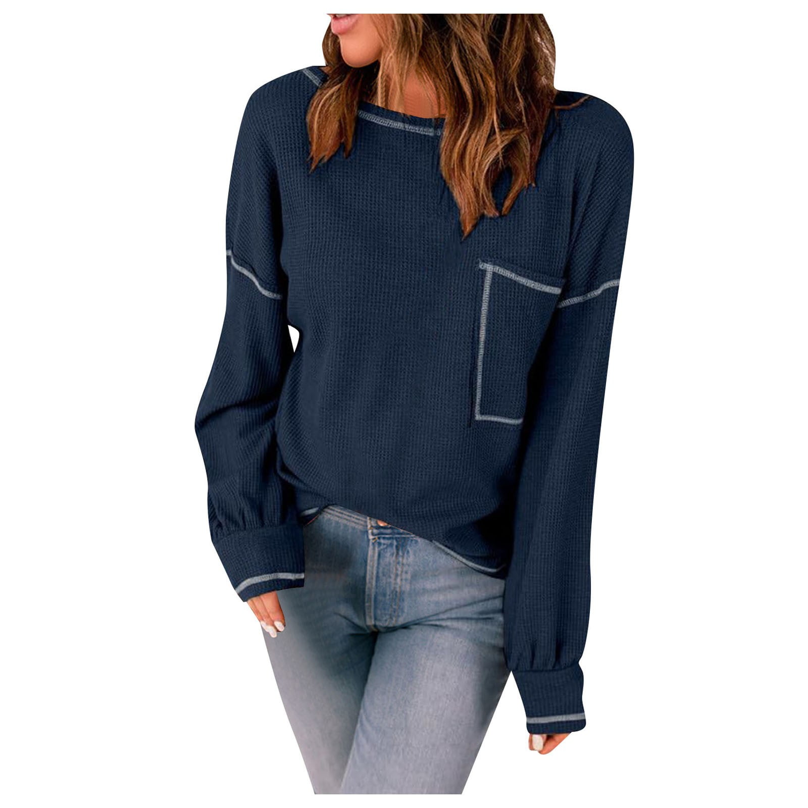 Casual Shirts for Women Fall Comfy Crew Neck Long Sleeve Mitten- Cold ...