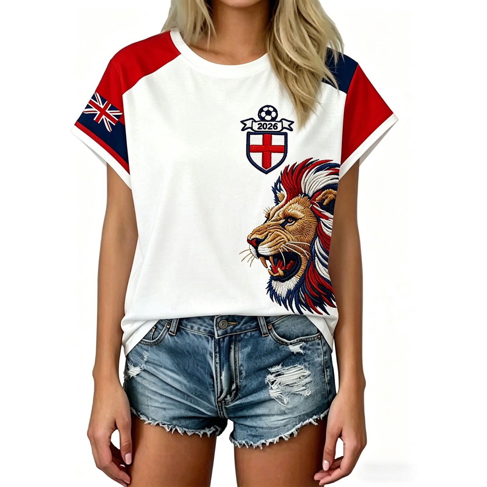Casual Shirts for Womens England Short Sleeve Crew Neck Soft Blend ...