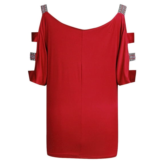 Casual Shirts for Womens Plus Flag Sleeve Shoulder Slings off Print ...