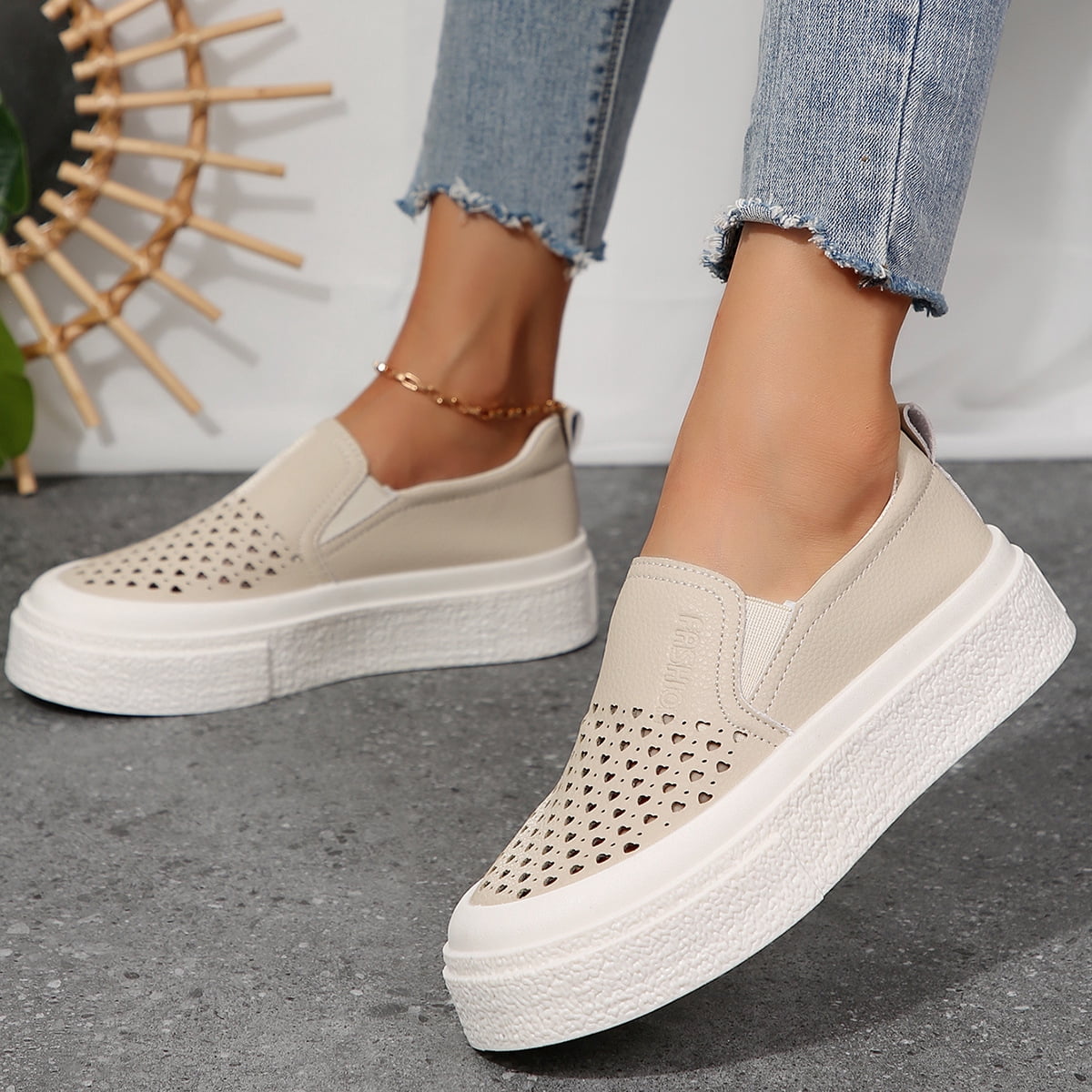 Casual Shoes for Women with a Round Toe, Breathable Design, Thick Sole ...