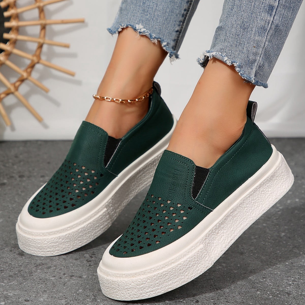 Casual Shoes for Women with a Round Toe, Breathable Design, Thick Sole ...