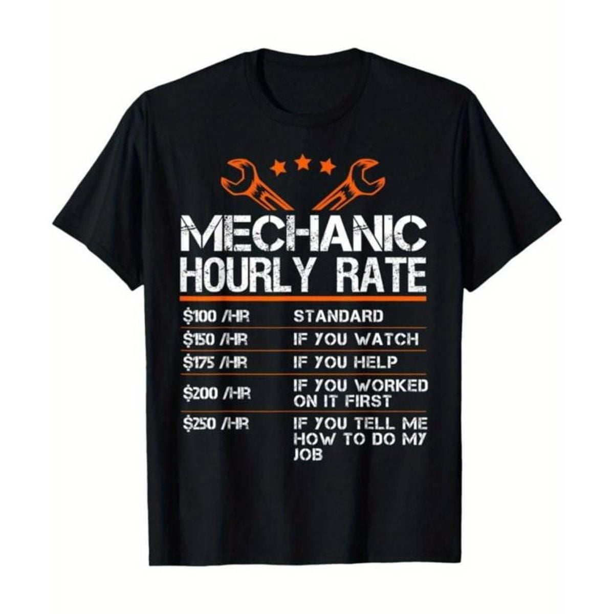 Casual Short-Sleeve Men's T-Shirts Funny Mechanic Hourly Rate Auto ...