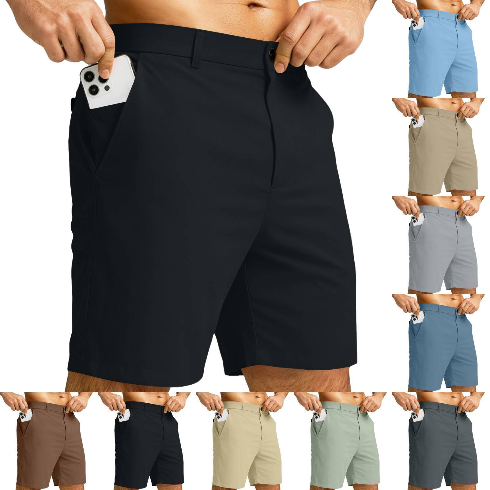 Casual Shorts For Men Stretch Lightweight Flat Front Chino Pants 2026 ...
