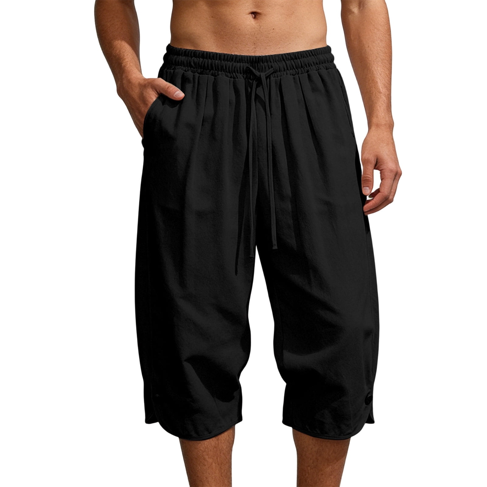 Casual Shorts for Men Men's Casual Blend Elastic Waist Loose Fit ...