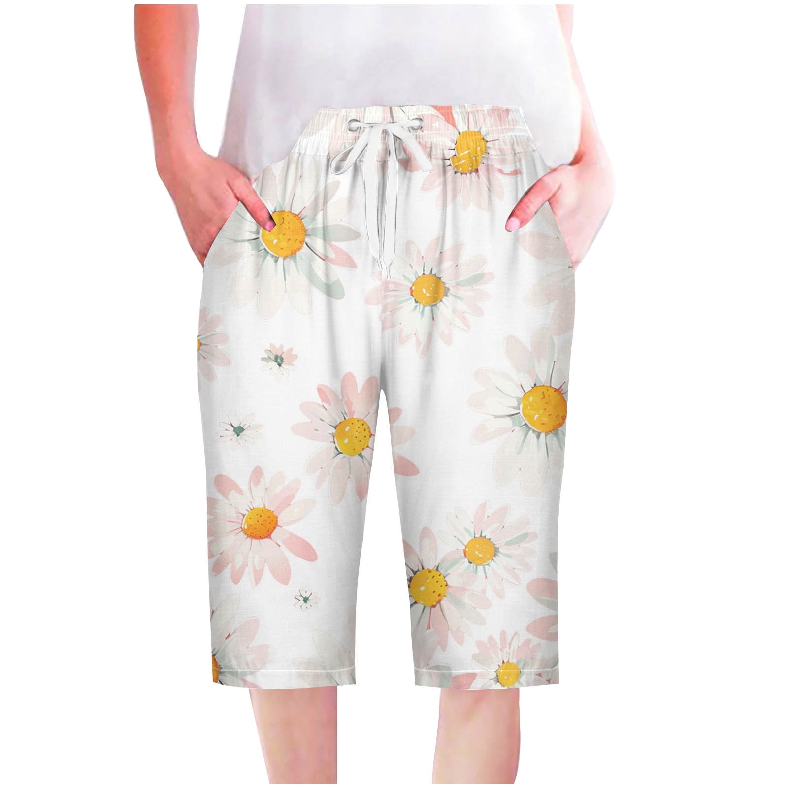 Casual Shorts For Women Akafmk Womens 10 Inseam Drawstring Linen