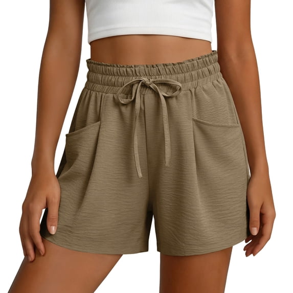 Casual Shorts For Women Drawstring Pocketed High Waisted Weekend Casual ...